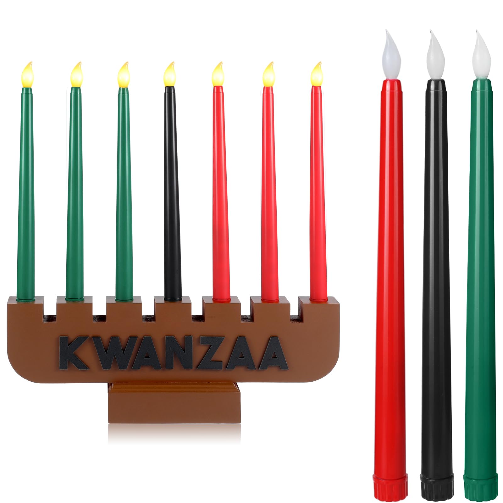 Amazon.com: Baquler 8 Pcs Kwanzaa Kinara Set Kwanzaa Candles Flameless ...