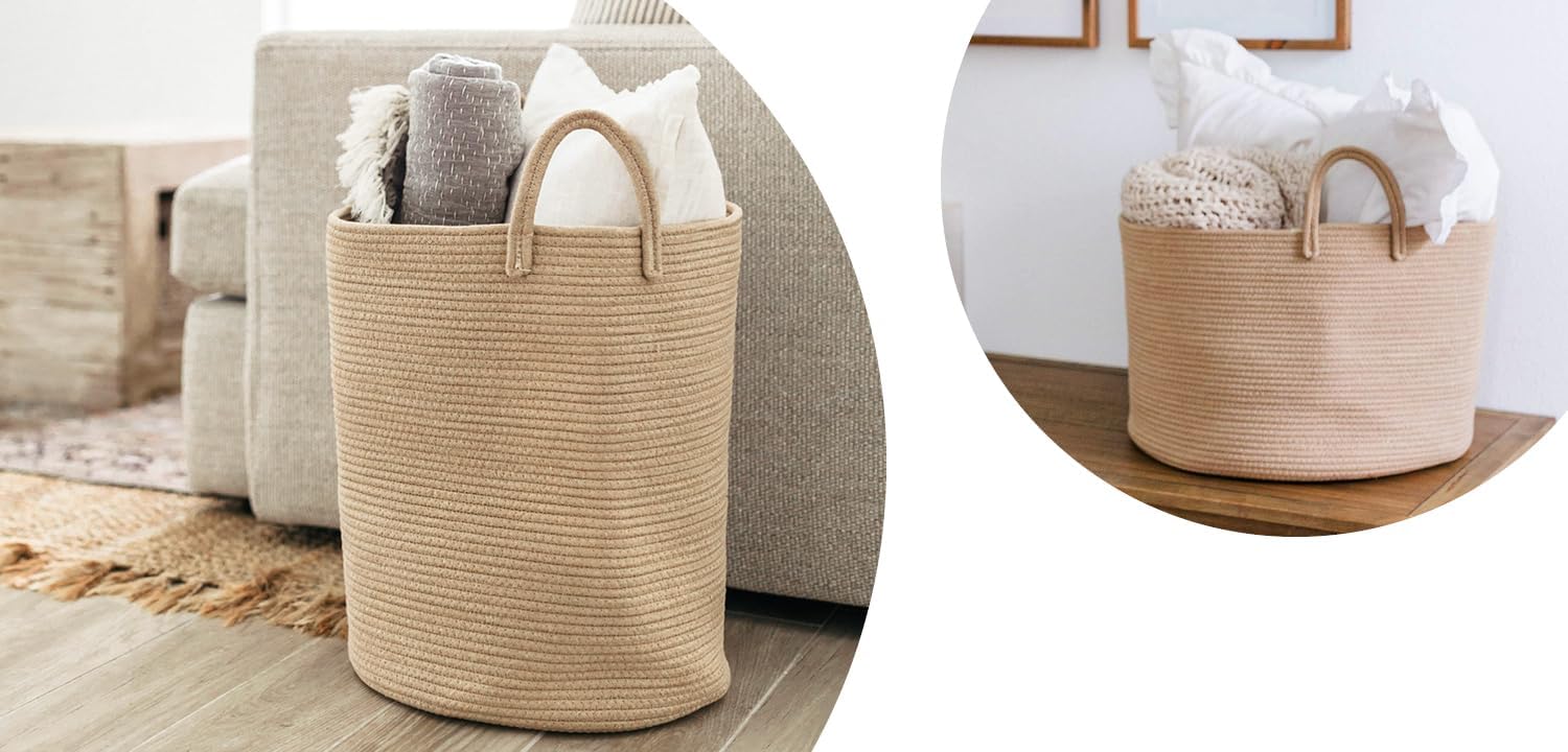 Amazon.com: Extra Large Blanket Basket + Tall Laundry Hamper - HONEY : Baby