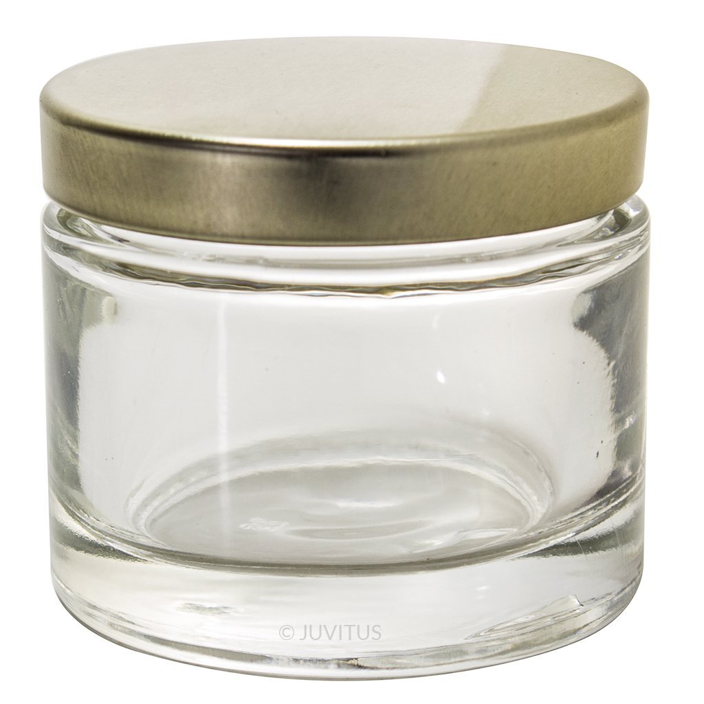 Amazon.com : Clear Glass Heavy Wall Balm Jars with Gold Metal Foam ...