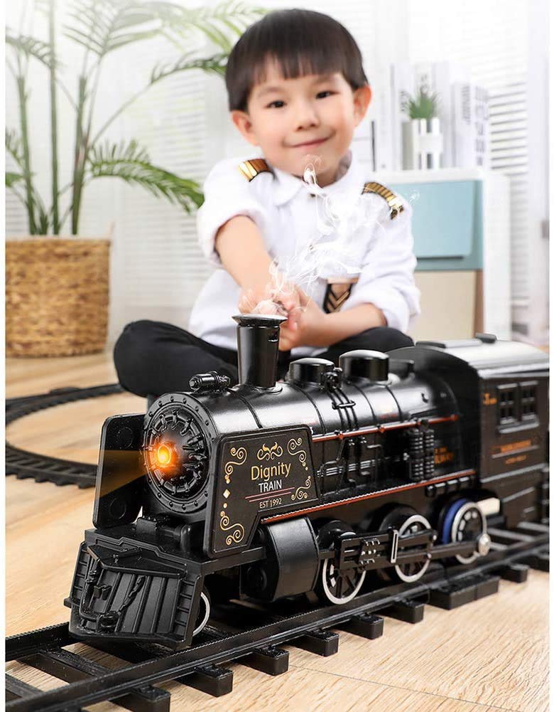 Buy Bprtcra Electric Road Model Toy, Steam Locomotive Charging Train ...