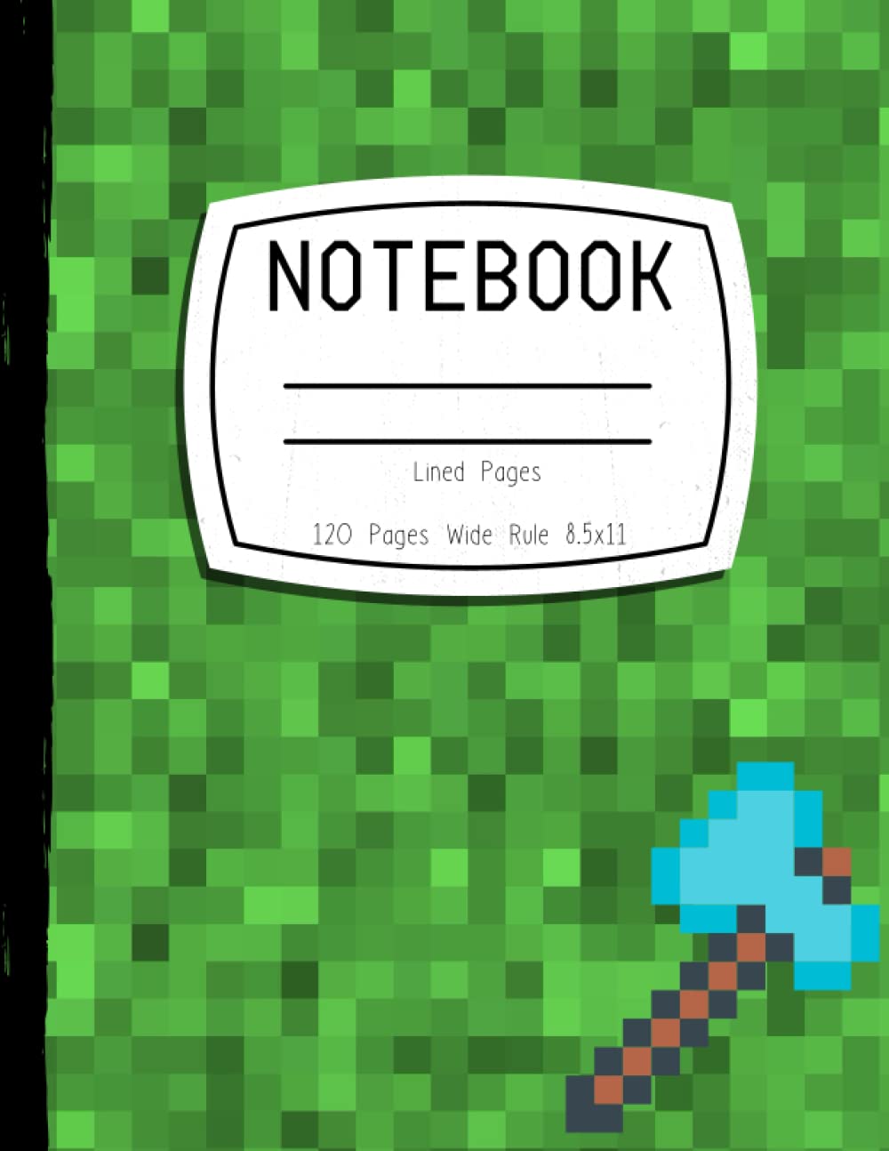 Notebook: Wide Ruled Writing Notebook For Boys and Girls, Green Pixel ...