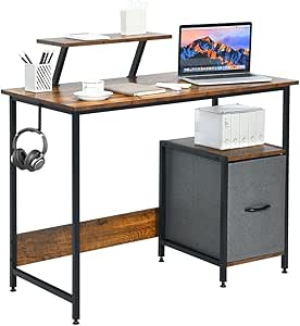 Amazon.com: ZHYH Computer Desk Writing Workstation W/Movable Storage ...