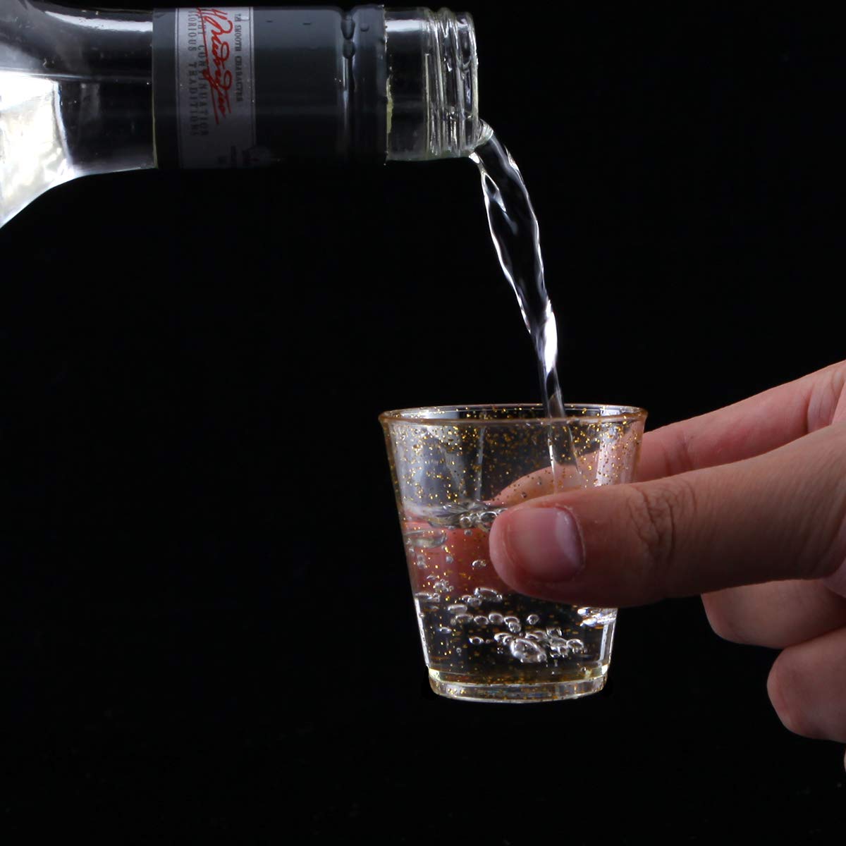 Snapklik.com : 200 PACK Plastic Gold Glitter Shot Cups, 2OZ Disposable ...