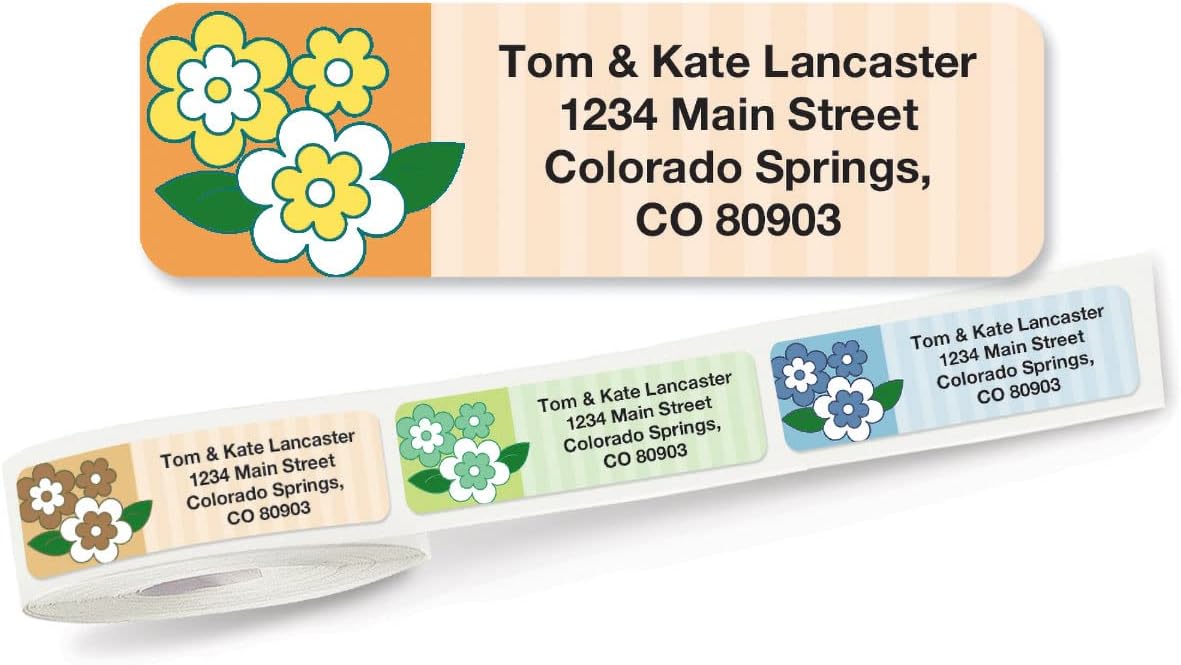 Amazon.com : Flower World Rolled Personalized Return Address Mailing ...