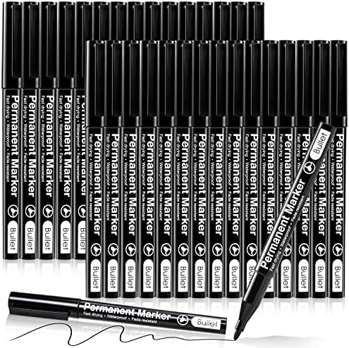 Black Permanent Markers，Fine Point Marker Pens, Waterproof, Quick ...
