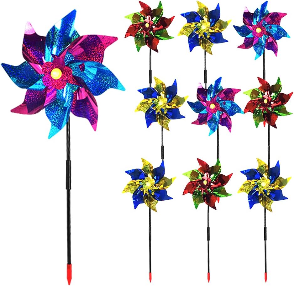 Amazon.com: NUOBESTY 12pcs Party Pinwheels Plastic Pin Wheels Rainbow ...