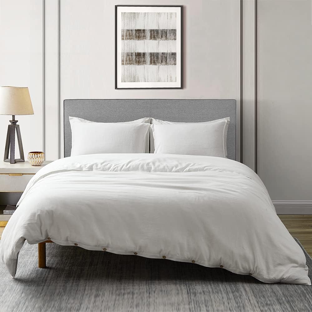 Amazon.com: DAPU Linen Duvet Cover Set - French Linen Cotton Blend ...