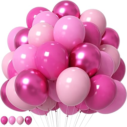 Amazon.com: HILAVO Pink Balloons Set 12 Inch Hot Dark Magenta Light ...