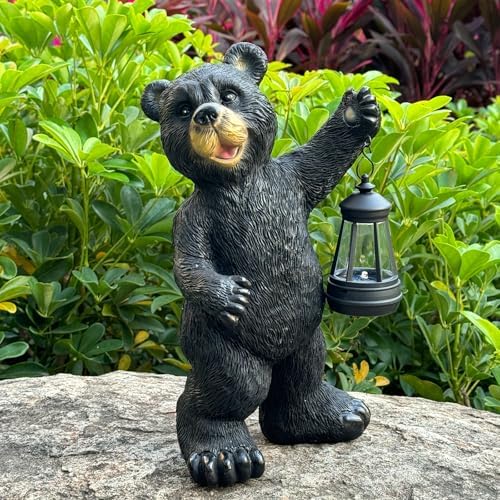 Amazon.com: YMXYJM Solar Garden Statue Bear Figurine, Garden Art ...