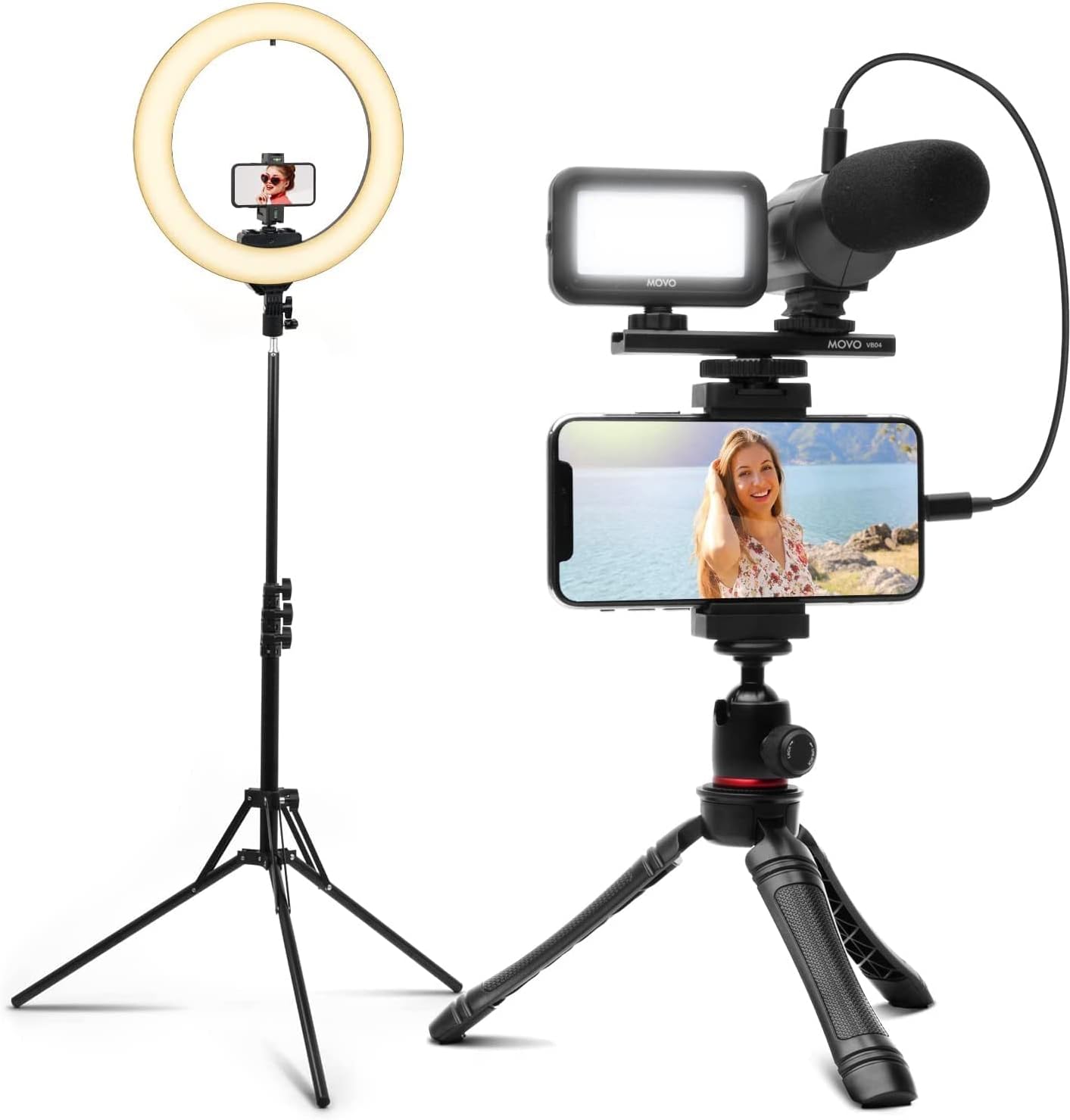Amazon.com: Movo iVlogger + Ring Light - iPhone/Lightning Compatible ...