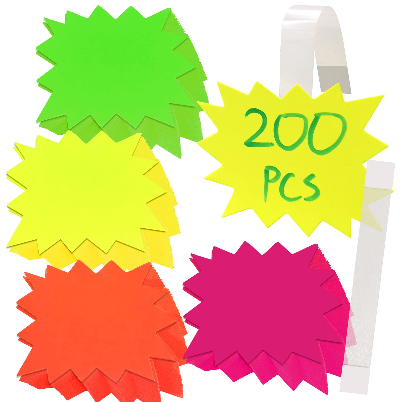 Daily Treasures 200Pcs Starburst Signs, with 100Pcs PVC Self-Adhesive ...