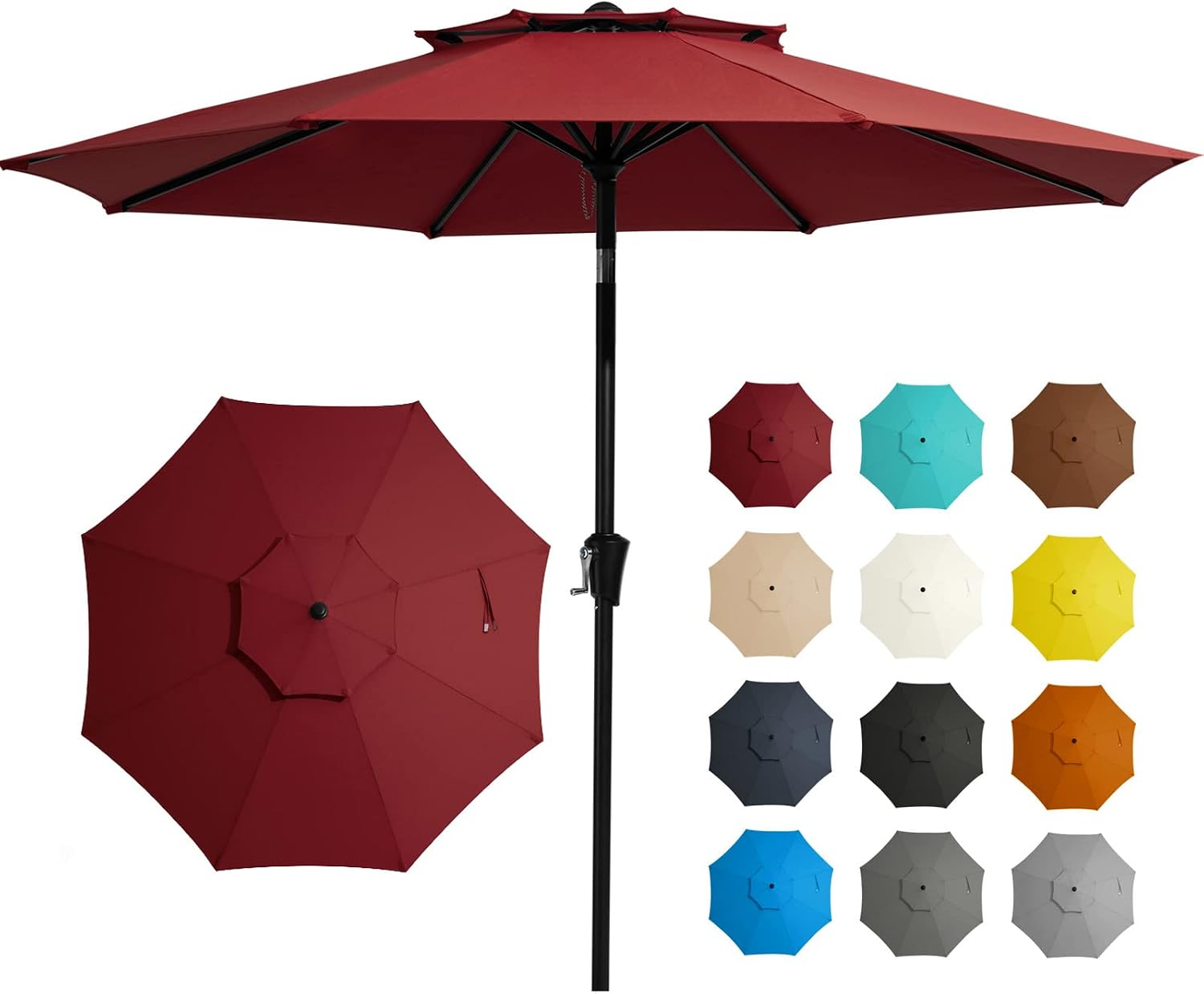 Amazon.com : JEAREY 10FT 2-Tiers Patio Umbrellas Outdoor Large Market ...