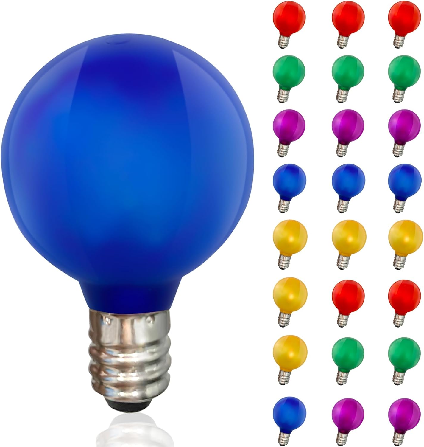 25 Pack Frosted Multicolor LED Christmas Light Bulbs,Shatterproof ...