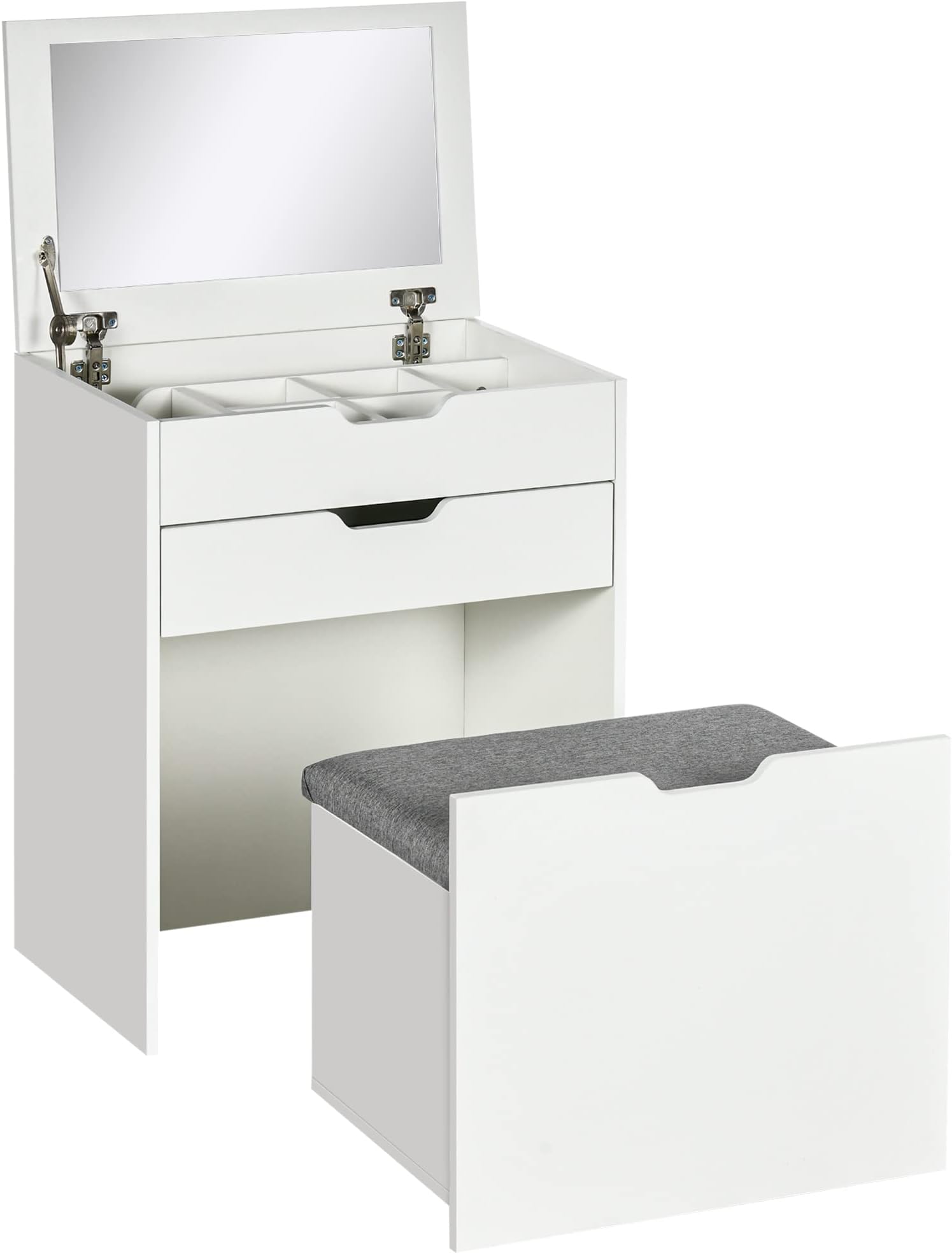 HOMCOM Dressing Table with Flip-up Mirror and Storage Stool, Vanity ...