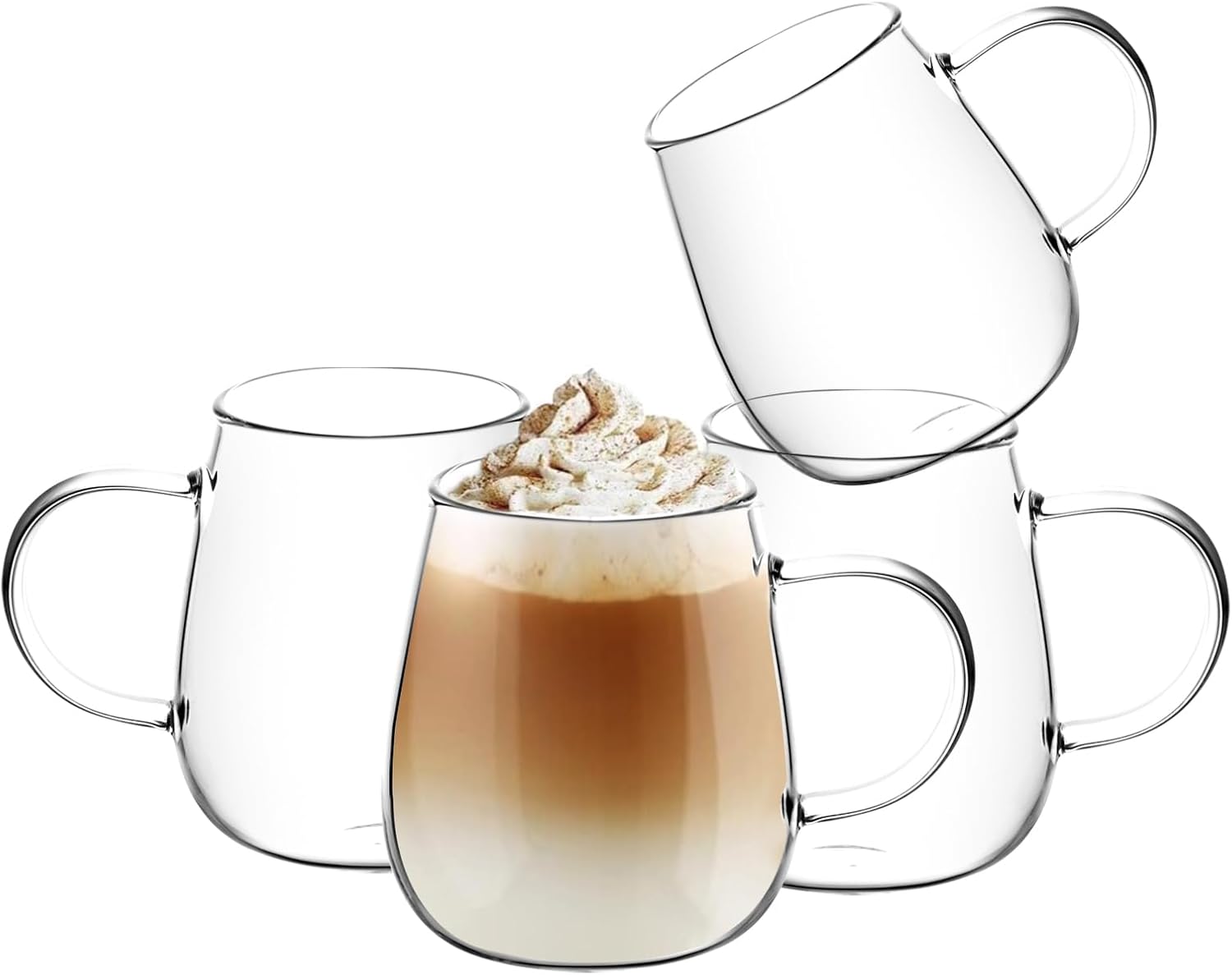 D.M DESIGN·MASTER [4 Pack, 17OZ] - Premium Borosilicate Glass Coffee ...