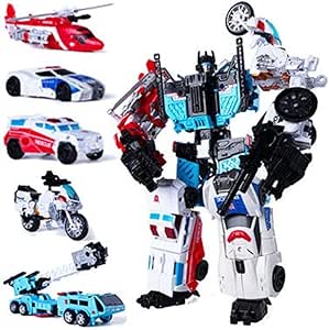 Amazon.com: Deformation Toy 5in1 Combination Robot Model combiners ...