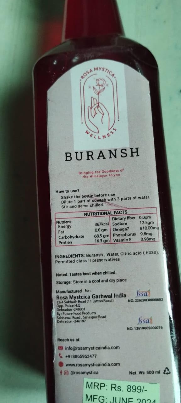 Rosa Mystica Premium Buransh (Rhododendron) Squash With No Added Sugar ...