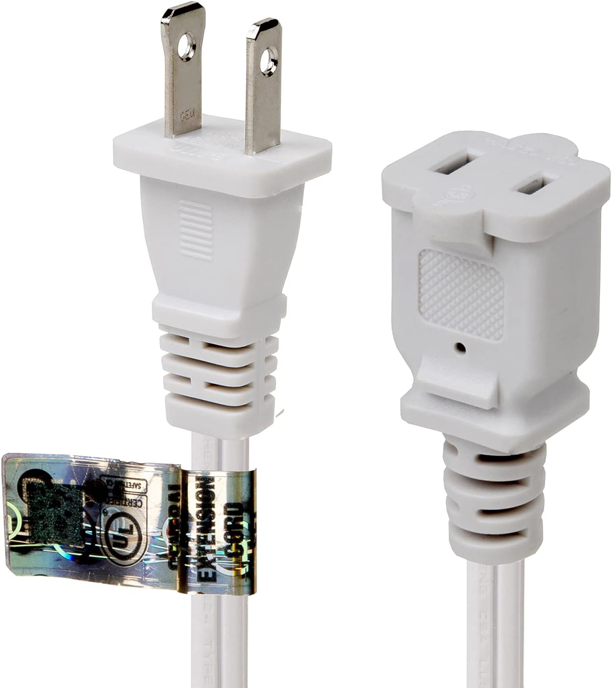 US AC Power Extension Cable Cord 2-Prong Polarized Male to Female ...