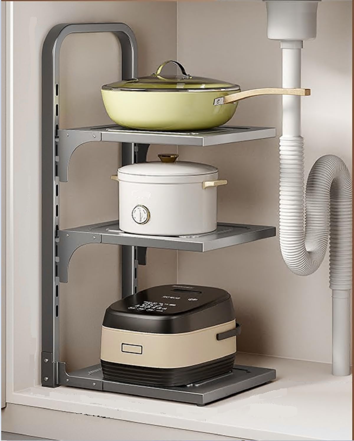 Amazon.com - Kitchen Metal Storage Rack，3 Tiers，Adjustable Pot and Pan ...
