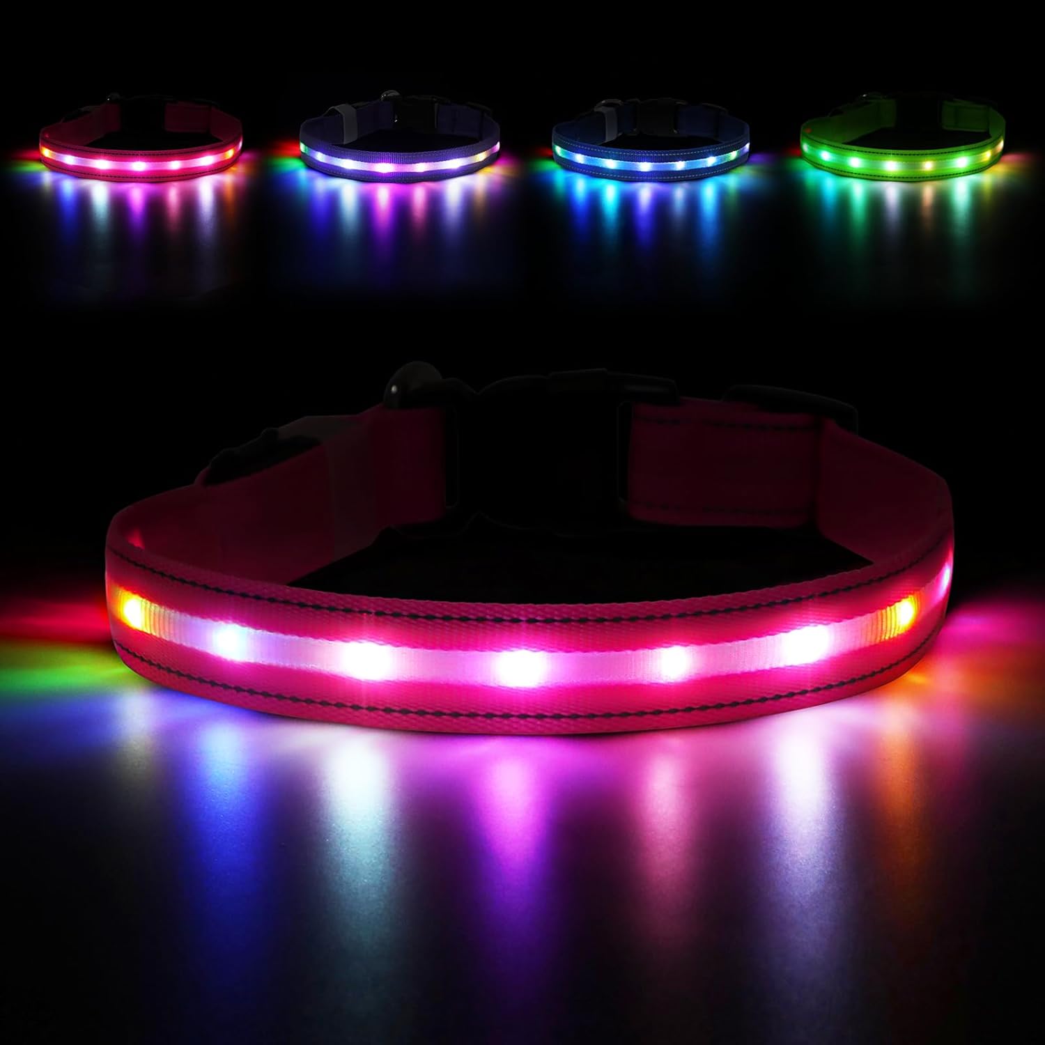 Amazon.com : LED Dog Collar, Light Up Dog Collar, USB Rechargeable ...