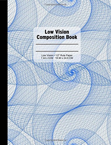 Low Vision Notebook Composition Book: Abstract Lines Blue White: 160 ...