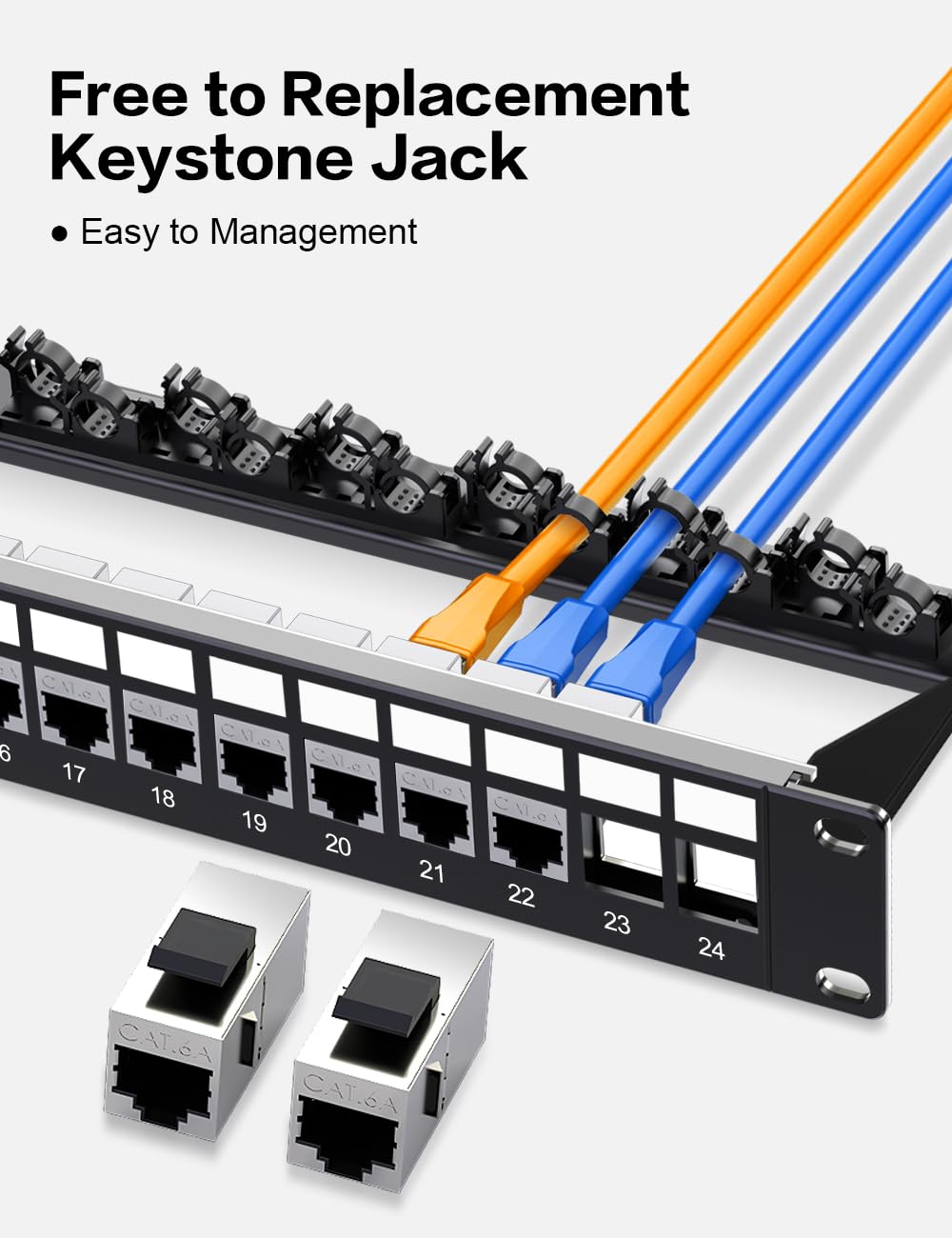 Snapklik.com : Enmane 24 Port Patch Panel Cat6A Keystone Patch Panel (EC Listed) RJ45 Patch ...