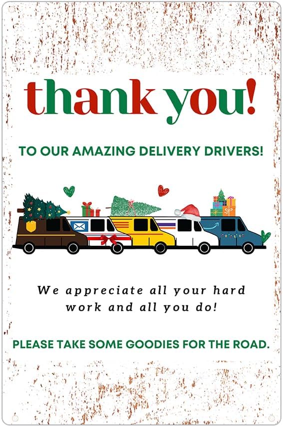 Amazon.com: Thank You Driver Sign - Snack Tin Gift for Delivery Driver ...
