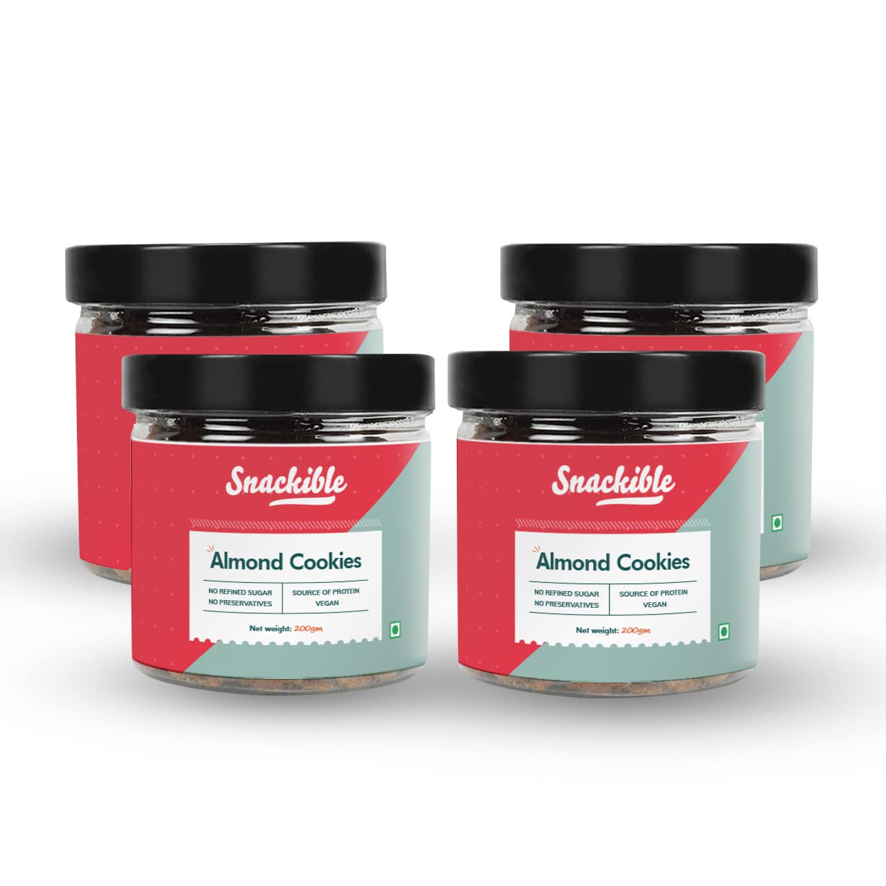 Snackible Almond Cookies (Pack of 4) - 4x70gm | Vegan | No Refined ...