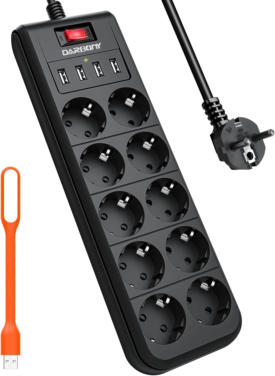 4 USB Steckdosenleiste 10-Fach Mehrfachsteckdose mit Schalter ...