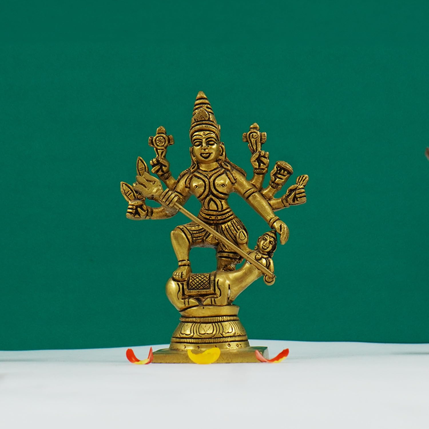 Buy Puja N pujari mahishasura mardini Brass Idol/Hand Painted/Idol for ...