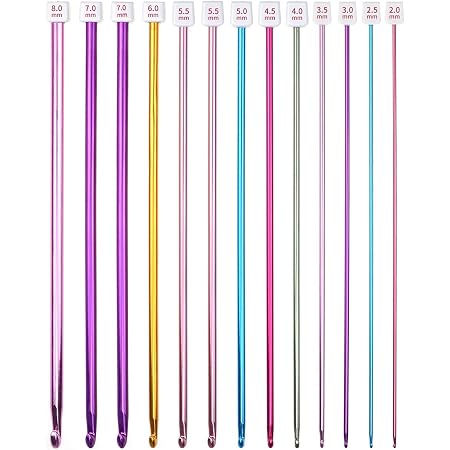 11PCS Tunisian Crochet Hook Set Aluminum Multicolor Afghan Knitting ...