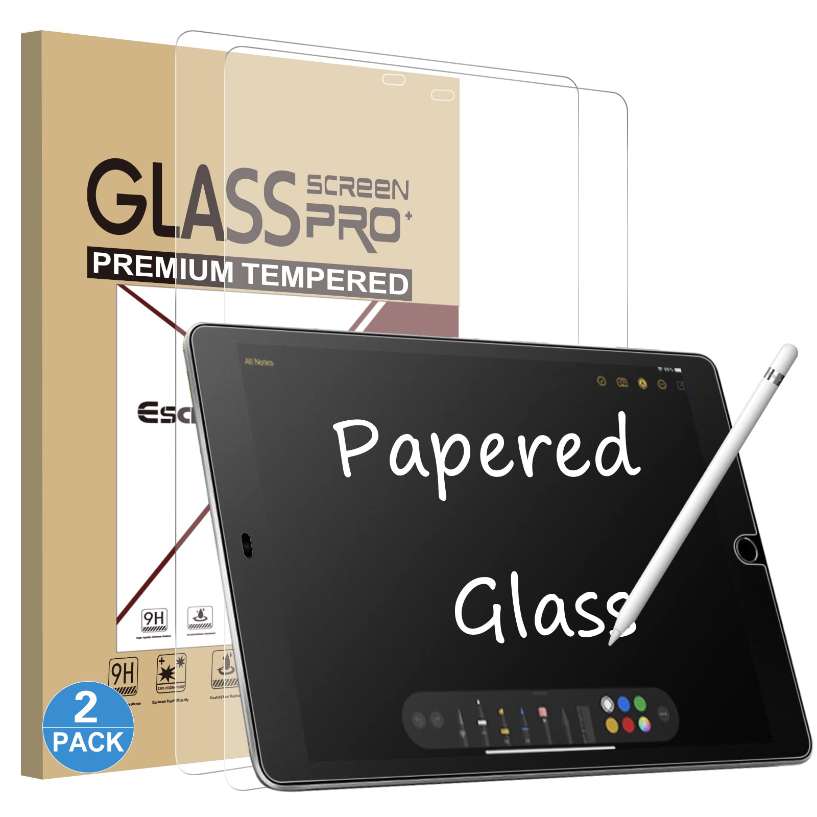 Esanik Tempered Glass Paper Screen Protector for iPad Air 3 (2019) 10.5 ...