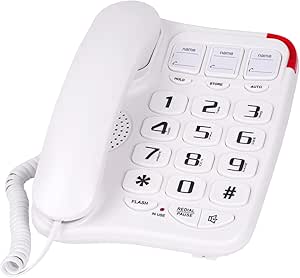 Amazon.com : Large Button Phone for Seniors, Loud Ringer, One-Touch Dialing. Amplified Corded ...