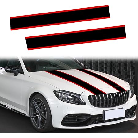 Amazon.com: SUNJIKA 2PCS Car Front Hood Stripe Sticker Auto Racing ...