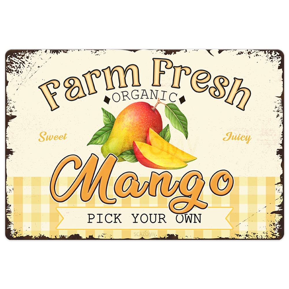 Amazon.com: SCAZOMV Farm Fresh Sweet Juicy Mango Vintage Metal Tin Sign ...