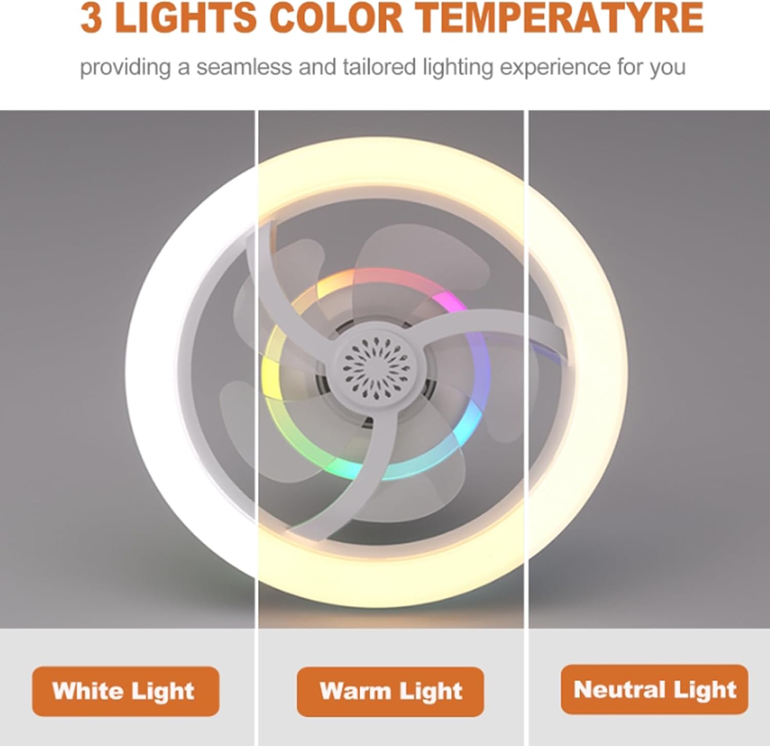 Socket Fan Light Small Ceiling Fan with Light and Remote 360° Rotating ...