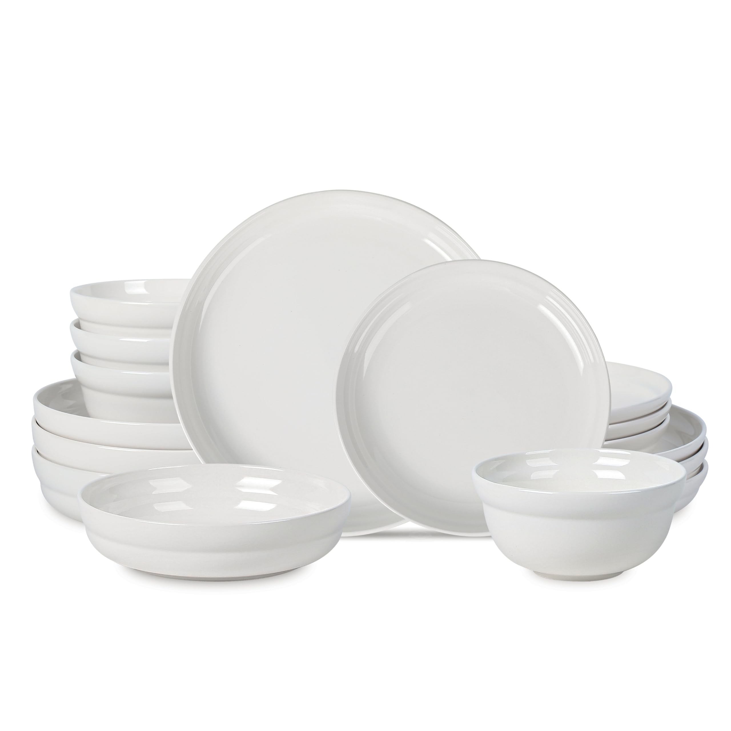 Amazon.com | Stone Lain Virtuo 12-Piece Dinnerware Set Porcelain, White ...