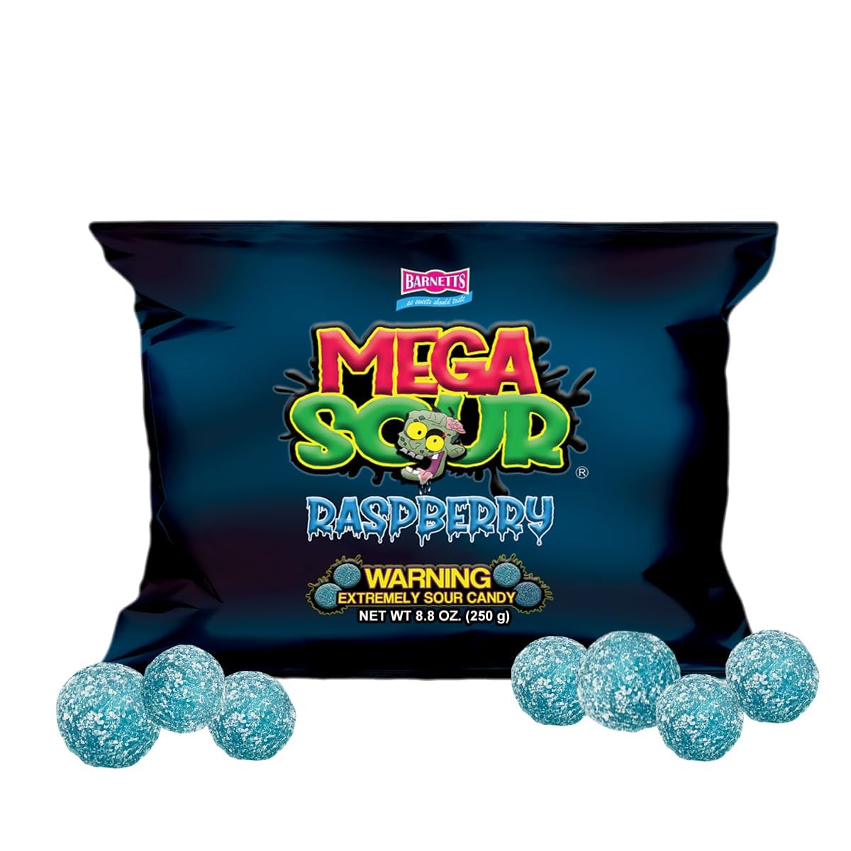 Amazon.com : Barnetts Mega Sour Raspberry 250g Sour Candy UK Fizz Balls ...