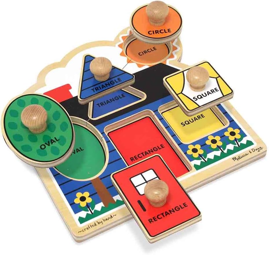 Melissa & Doug First Shapes Jumbo Knob Wooden Puzzle | Wooden Peg ...