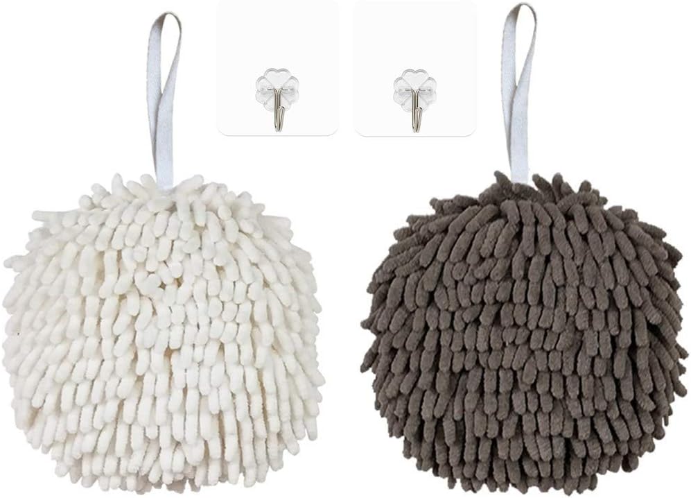 Amazon.com: yaocoral Cute Fuzzy Chenille Hand Towel Ball with Hanging ...