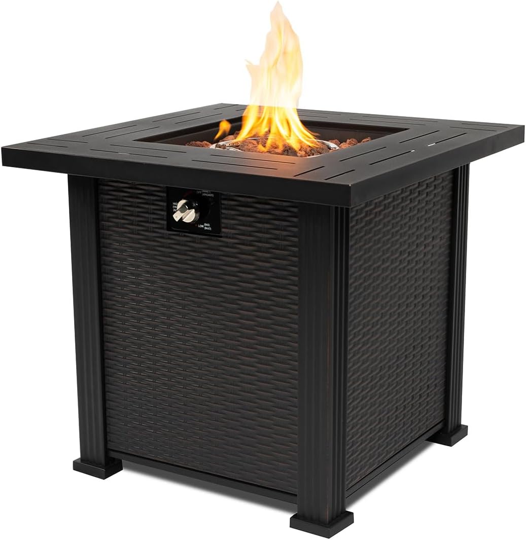 Amazon.com: Do4U Propane Fire Pit Table 28 Inch Outdoor Fire Pit Table ...
