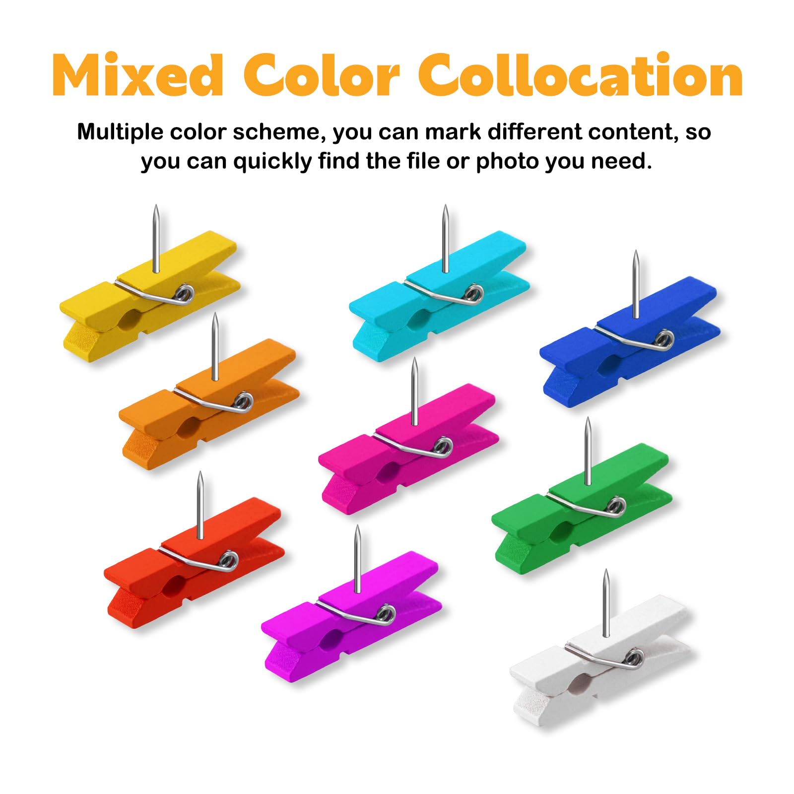 Snapklik.com : Colorful Wooden Push Pin Clips, Durable Wooden Push Pins ...