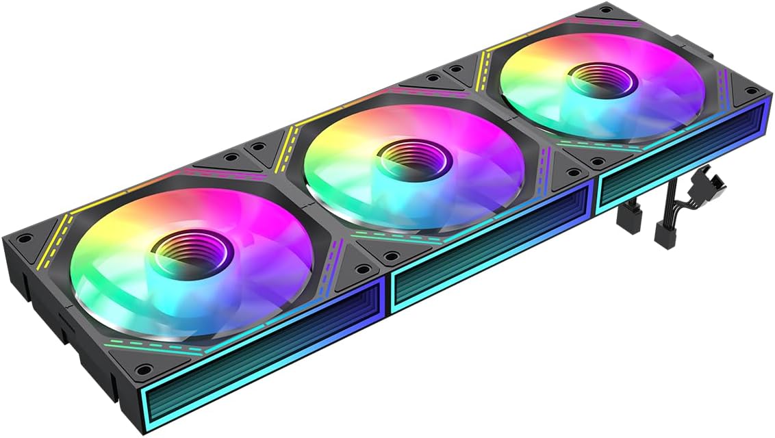 GameMax 120mm Linked PC Case Fans Black with Infinity Mirror Center ...