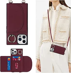 Amazon.com: Lipvina for iPhone 13 Pro Max & iPhone 12 Pro Max Crossbody Wallet Case with Credit ...