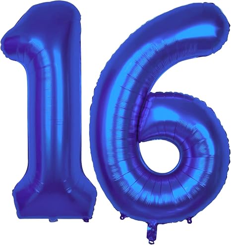Amazon.com: GINZU 40 Inch Large Blue 16 Balloons Number Number 16 ...