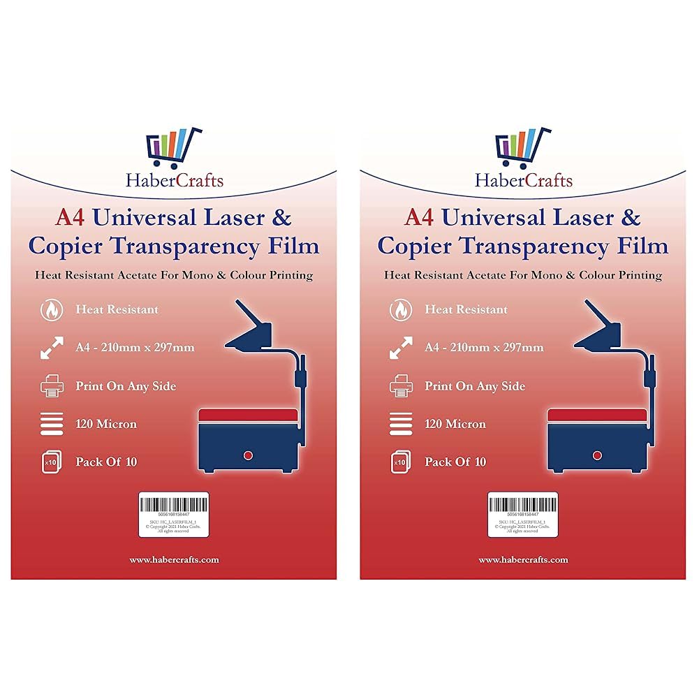 Universal Laser Transparency Film A4 Clear OHP Sheets Laser Printer ...