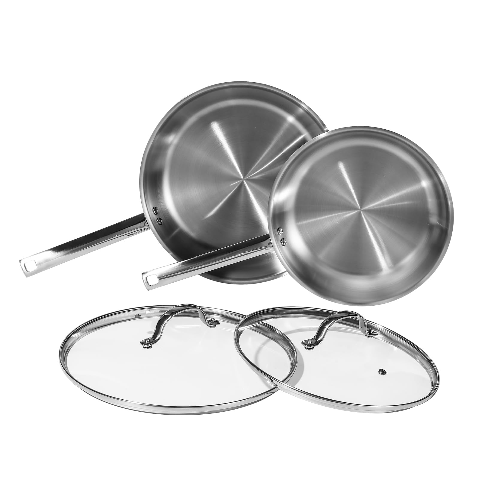 Amazon.com: DELUXE Stainless Steel Frying Pan Set 4-Pieces, 10" and12 ...