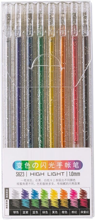Amazon.com: 8PCS Glitter Gel Pens 8 Colors Sparkling Ink, Metallic Pens ...