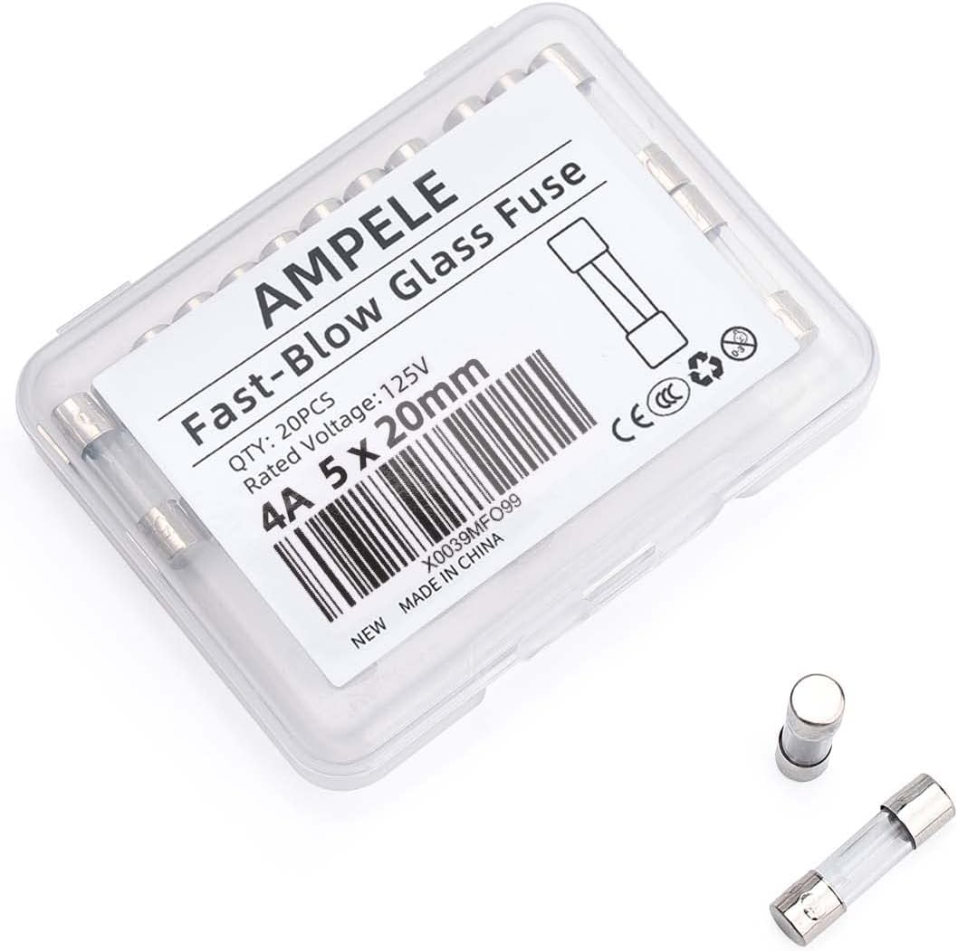 Bussmann GMA-4A 4 Amp Glass Fast Acting Cartridge Fuse, 125V UL Listed ...