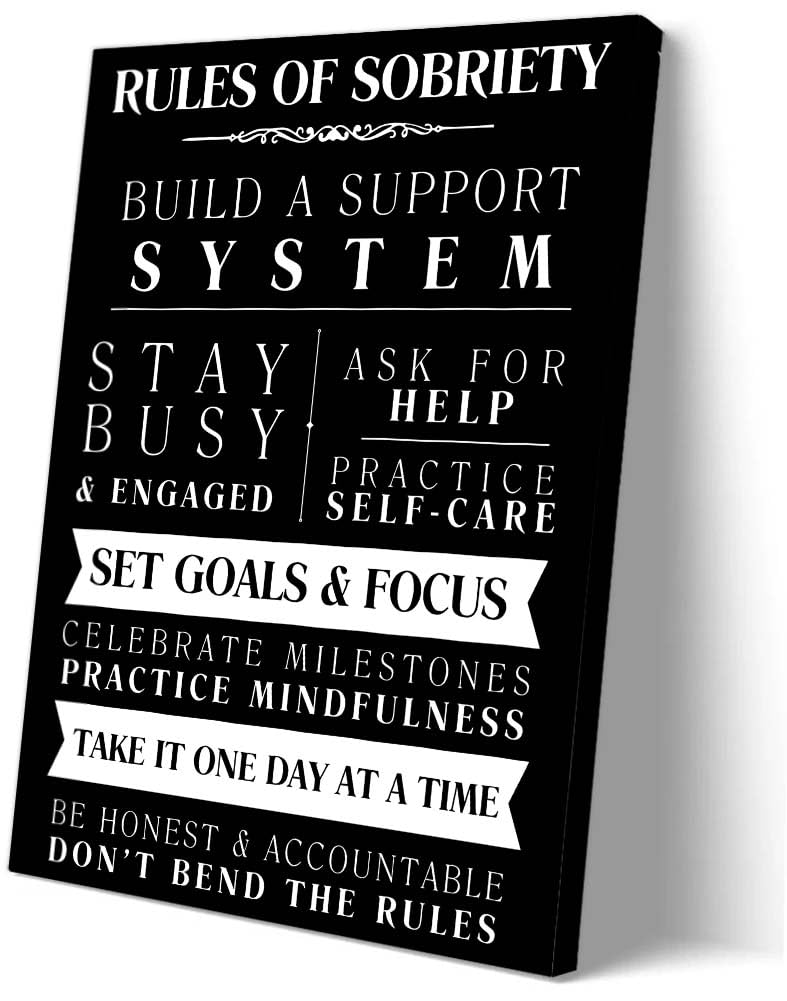Amazon.com: Wajizvl Addiction Recovery Wall Art Rules of Sobriety ...
